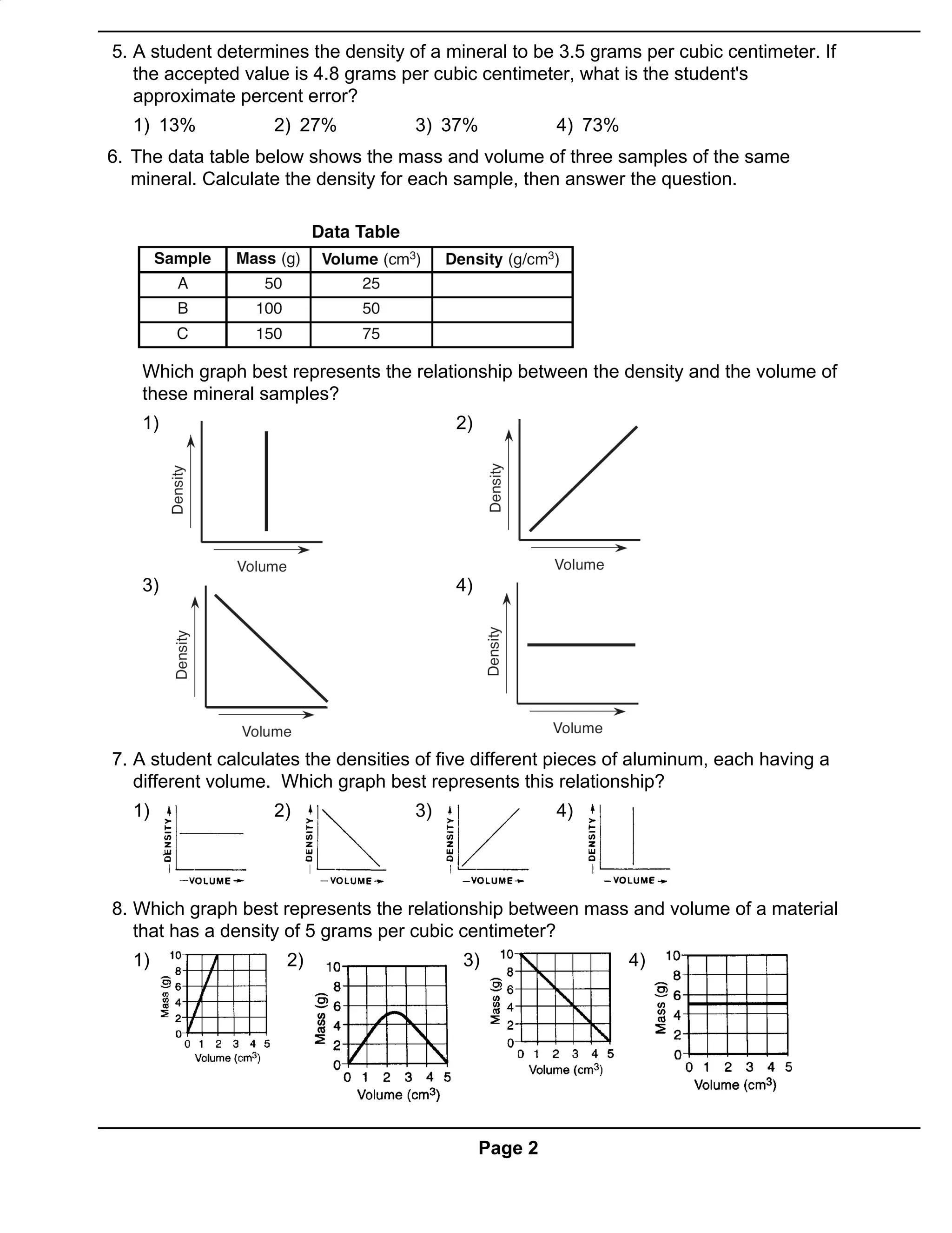 Graphing and percent error student's copy | PDF