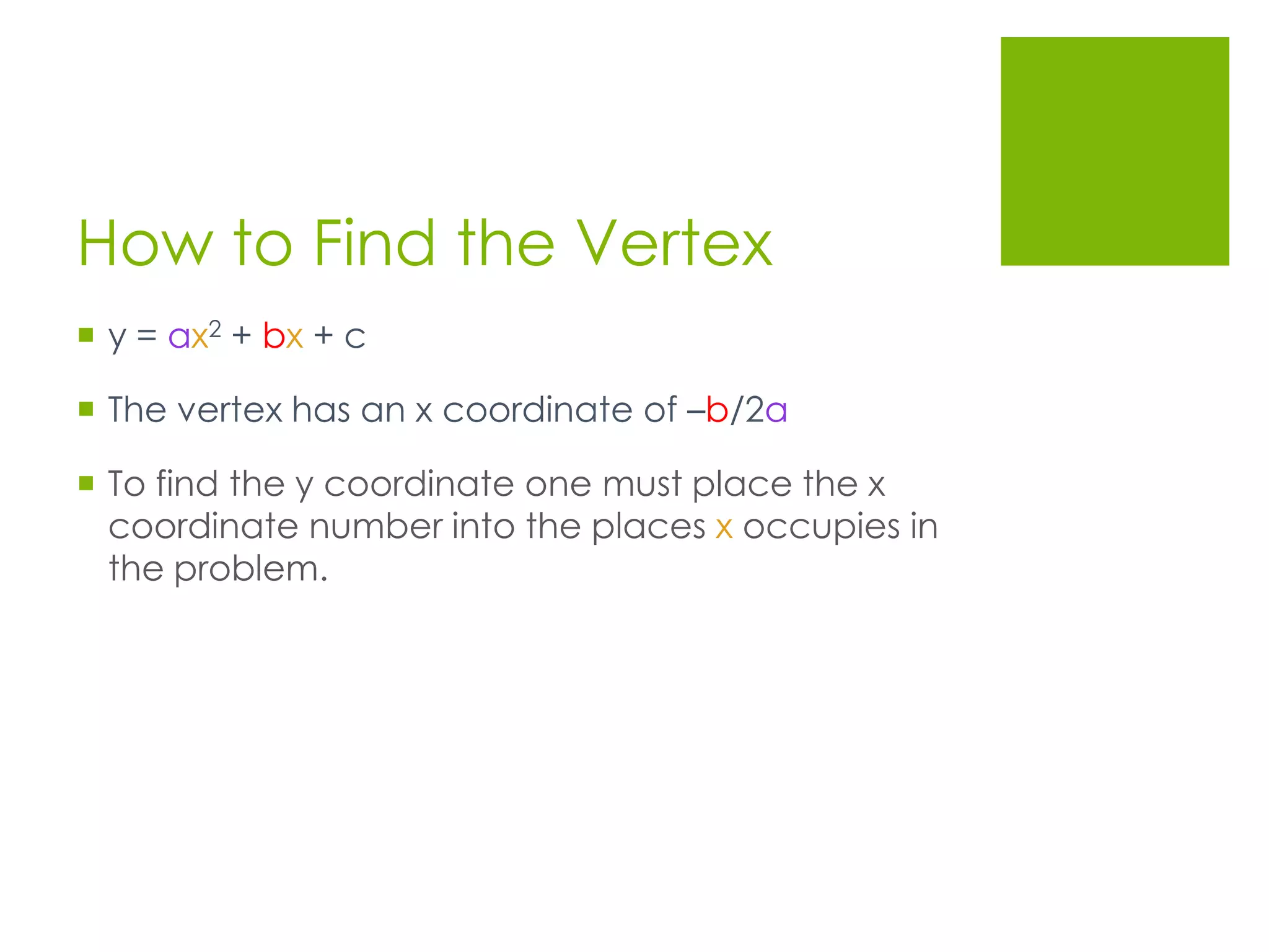 Graphing y = ax^2 + bx + c | PPTX