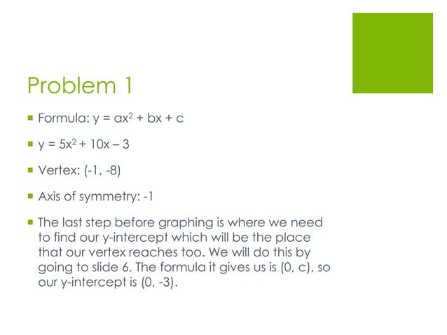 Graphing y = ax^2 + bx + c | PPTX | Physics | Science