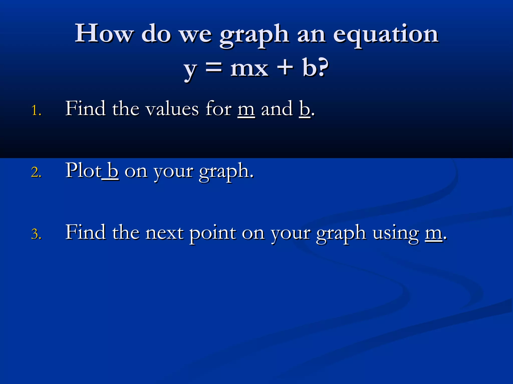 Graphing lines part 2 y = mx + b | PPT