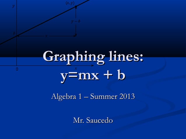 Graphing lines part 2 y = mx + b | PPT