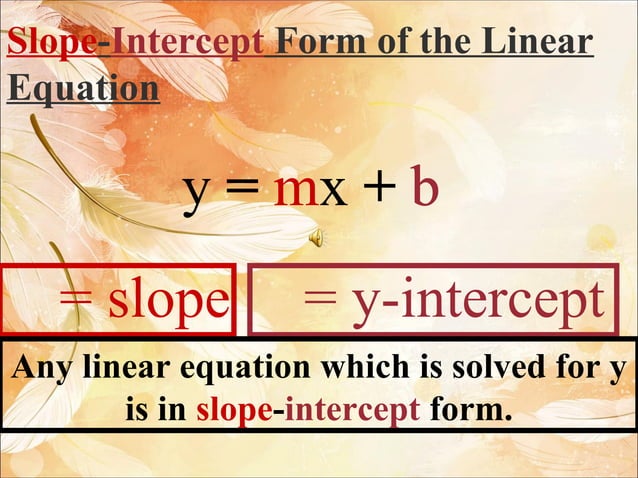 Graphing lines using slopeintercept | PPT
