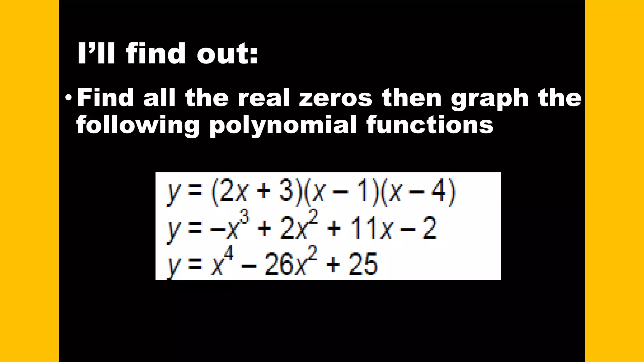 Graphing polynomial functions (Grade 10) | PPTX