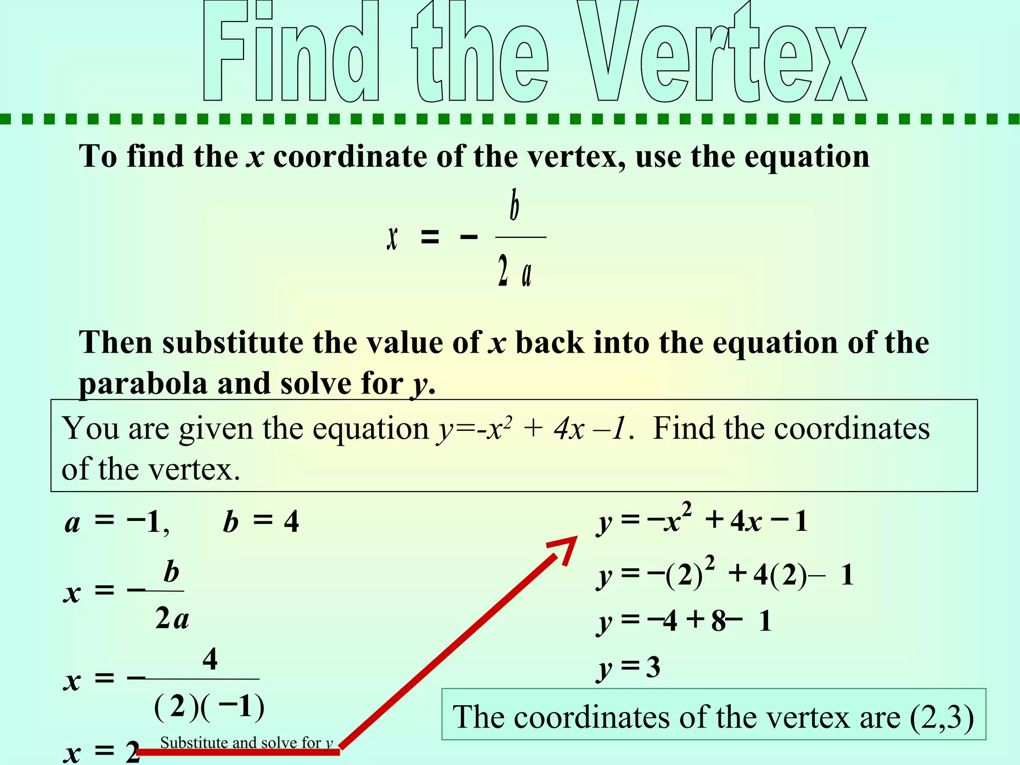 Graphing quadratic equations | PPT