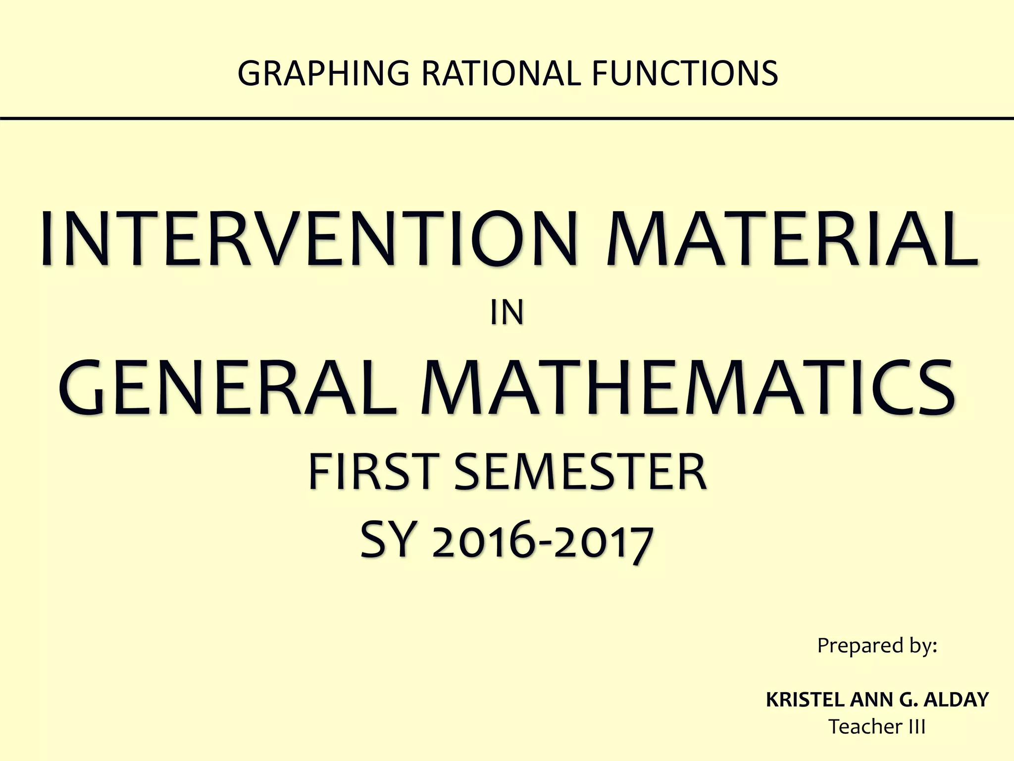 Graphing rational functions | PPTX