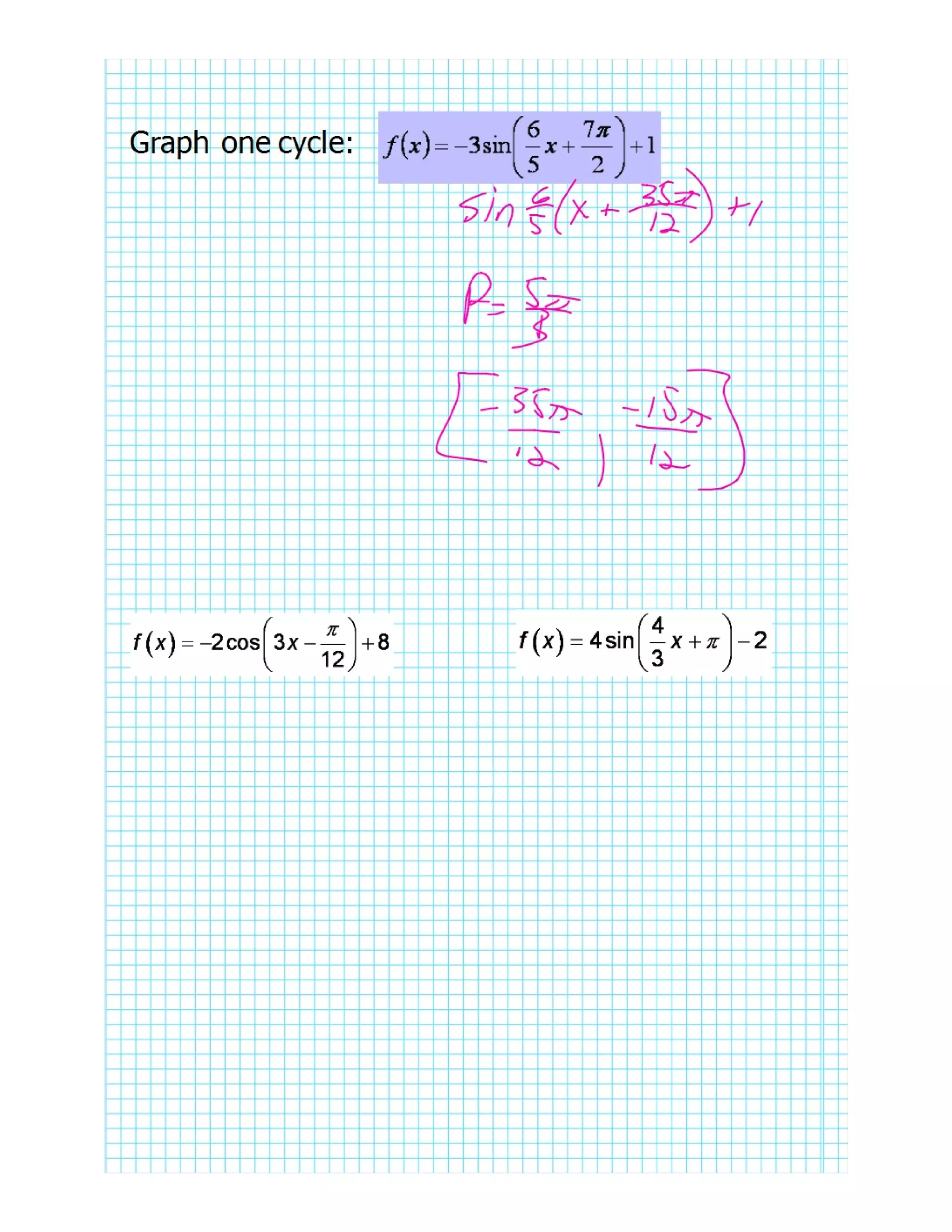 Graphing sine and cosine functions phase shift | PDF