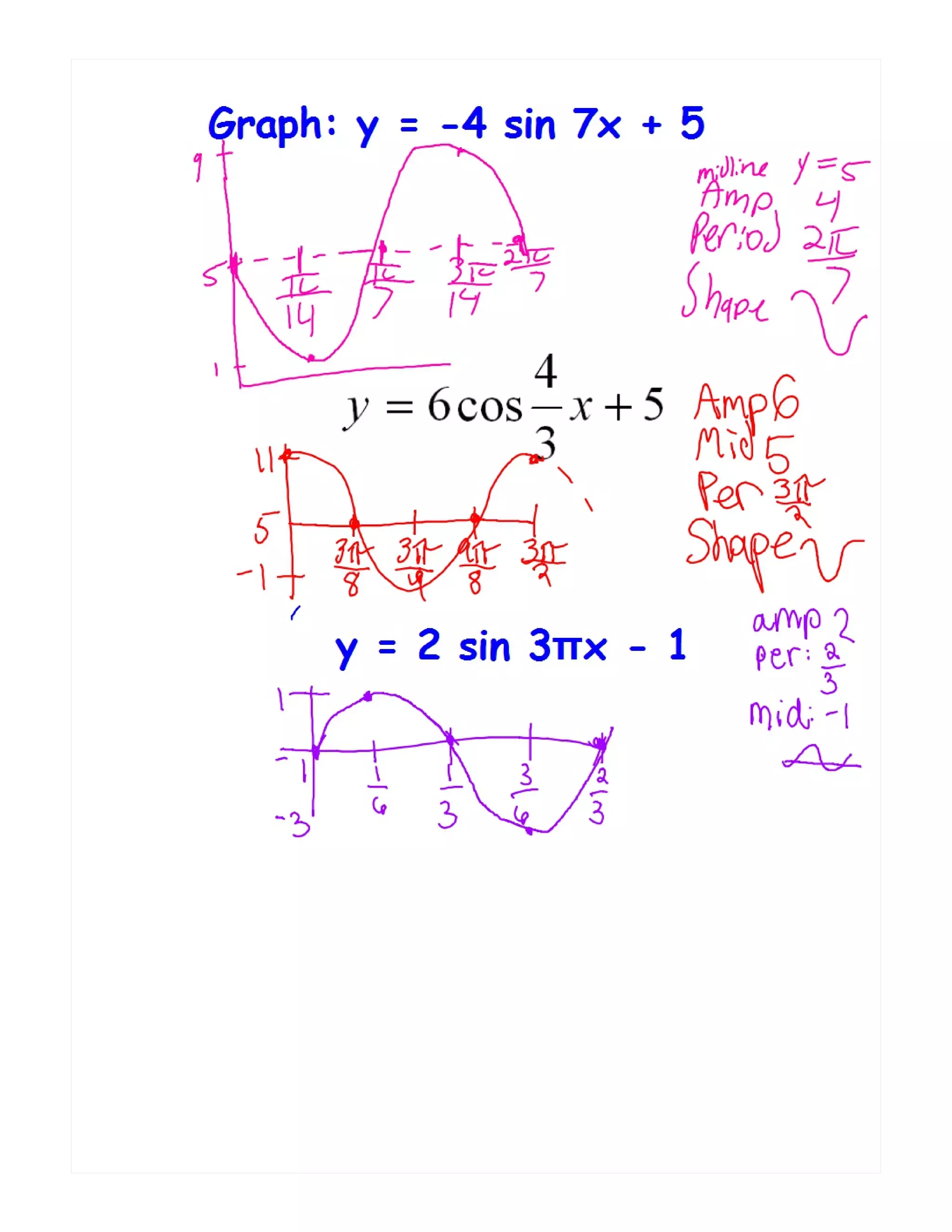 Graphing sine and cosine functions day 2 | PDF
