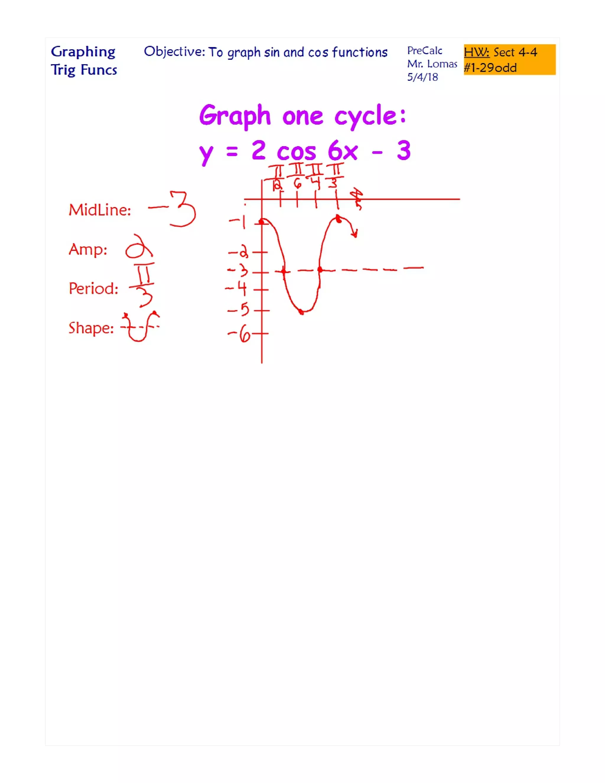 Graphing sine and cosine functions day 2 | PDF