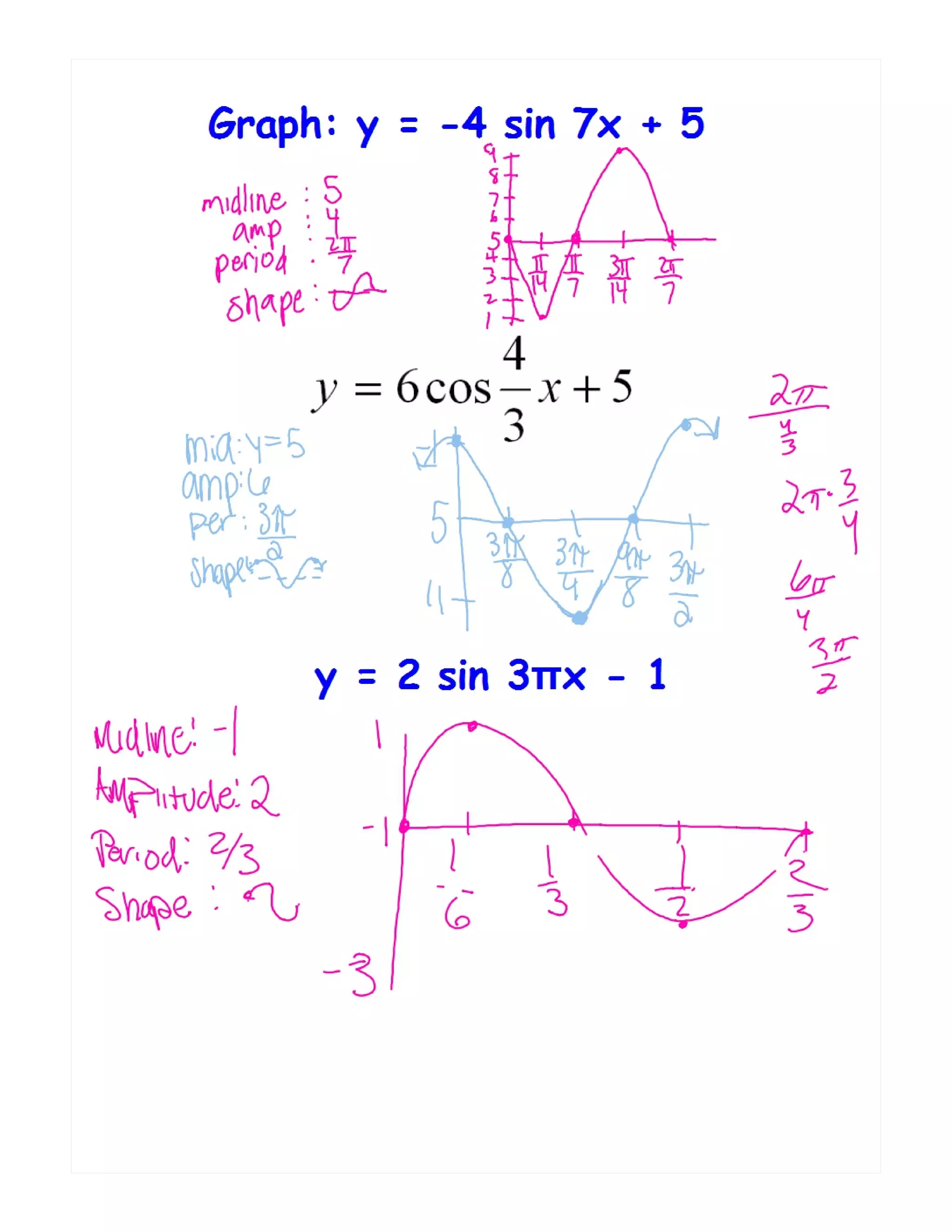 Graphing sine and cosine functions day 2 | PDF