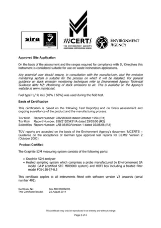 Graphite 52 m mcerts certificate | PDF