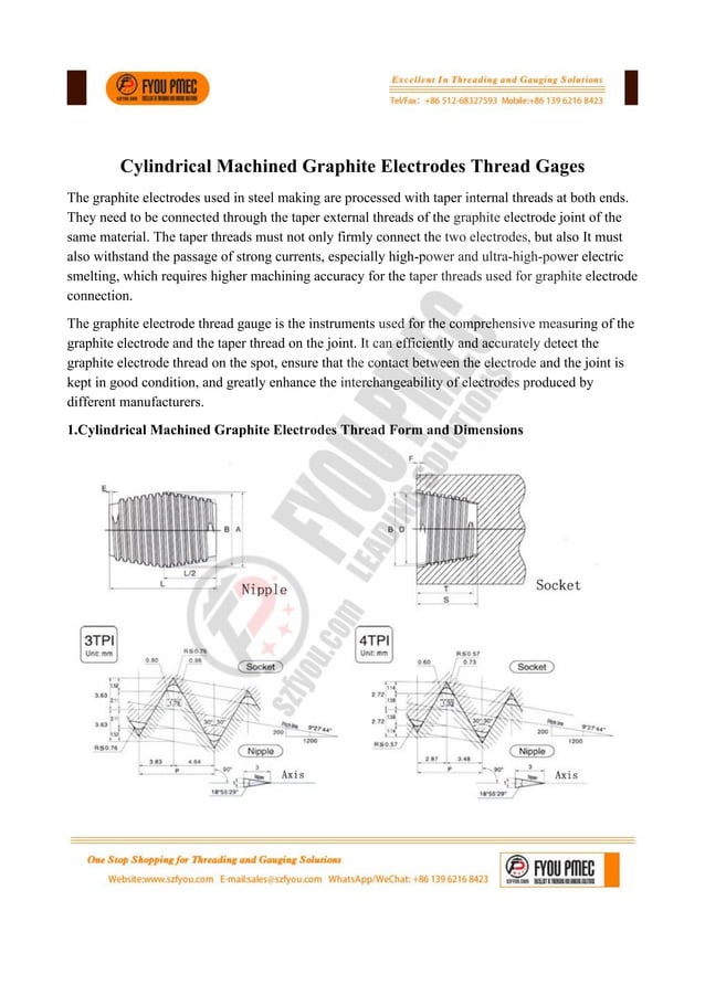 Graphite electrodes thread gage catalog 2020 | PDF | Geology | Science