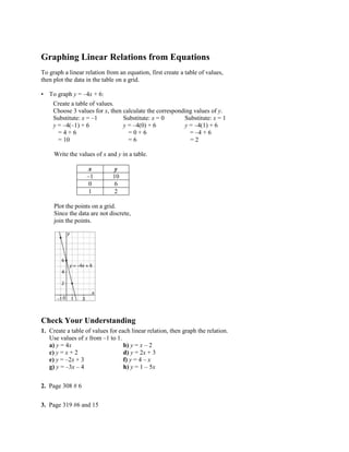 Graph linear equations worksheet | PDF