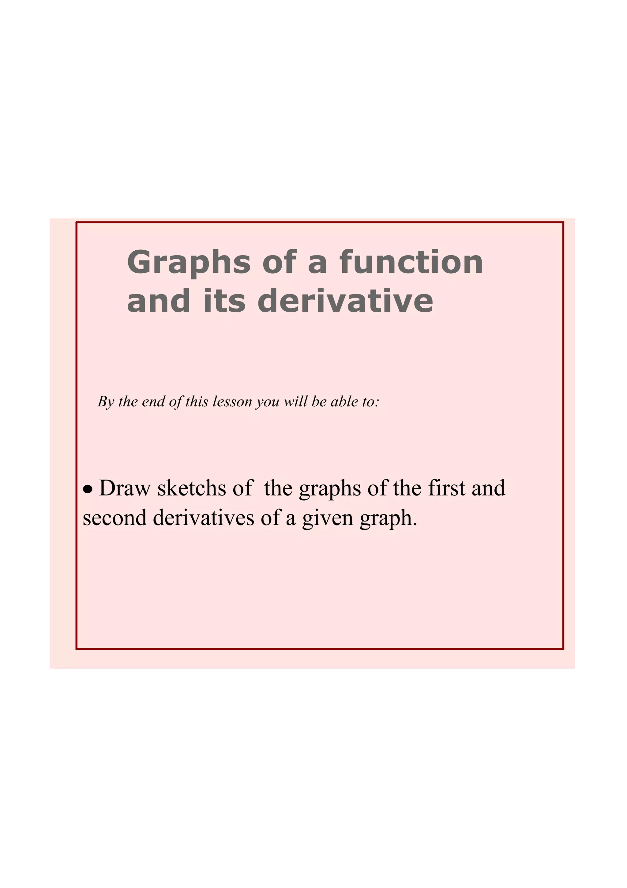 IB Maths. Graphs of a funtion and its derivative | PDF