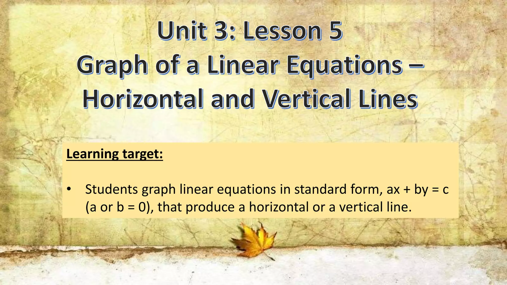 Graph of a linear equation horizontal lines | PPT