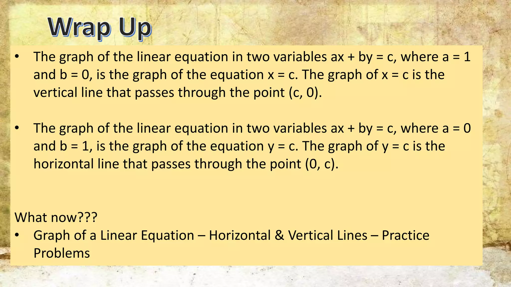Graph of a linear equation horizontal lines | PPT