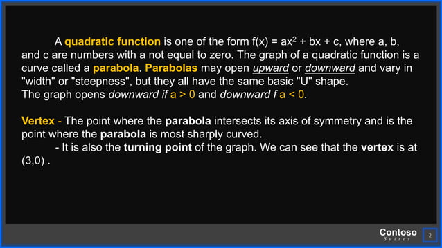 Graph of quadratic function | PPTX | Physics | Science
