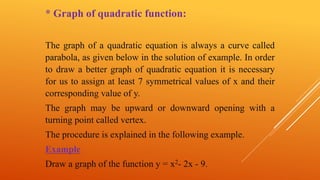 Graph of quadratic function | PPTX