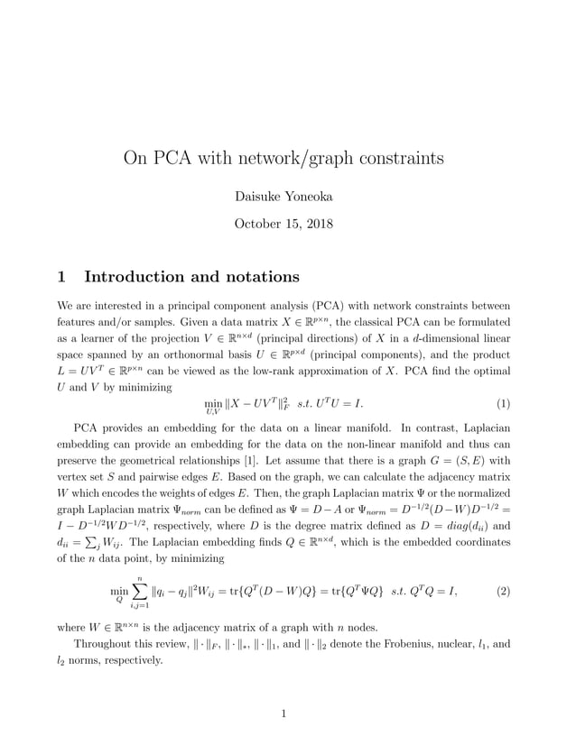 PCA on graph/network | PDF