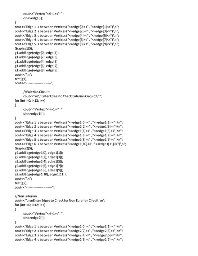 Graphs and eularian circuit & path with c++ program | PDF