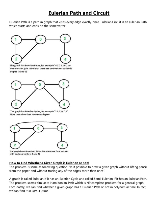Graphs and eularian circuit & path with c++ program | PDF
