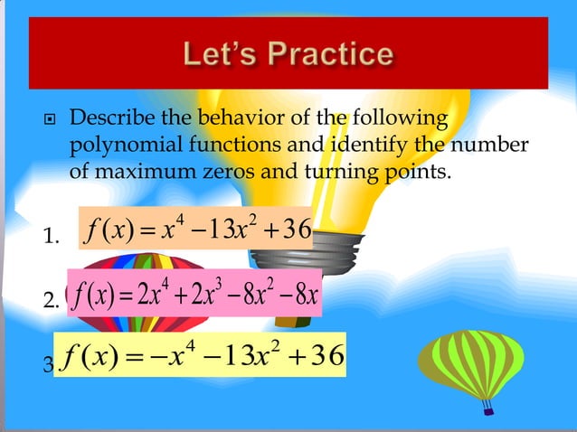 Graphs of polynomial functions | PPTX