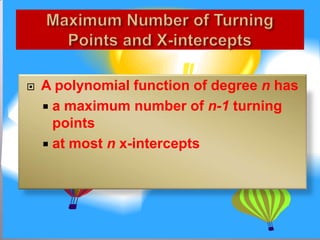 Graphs of polynomial functions | PPTX