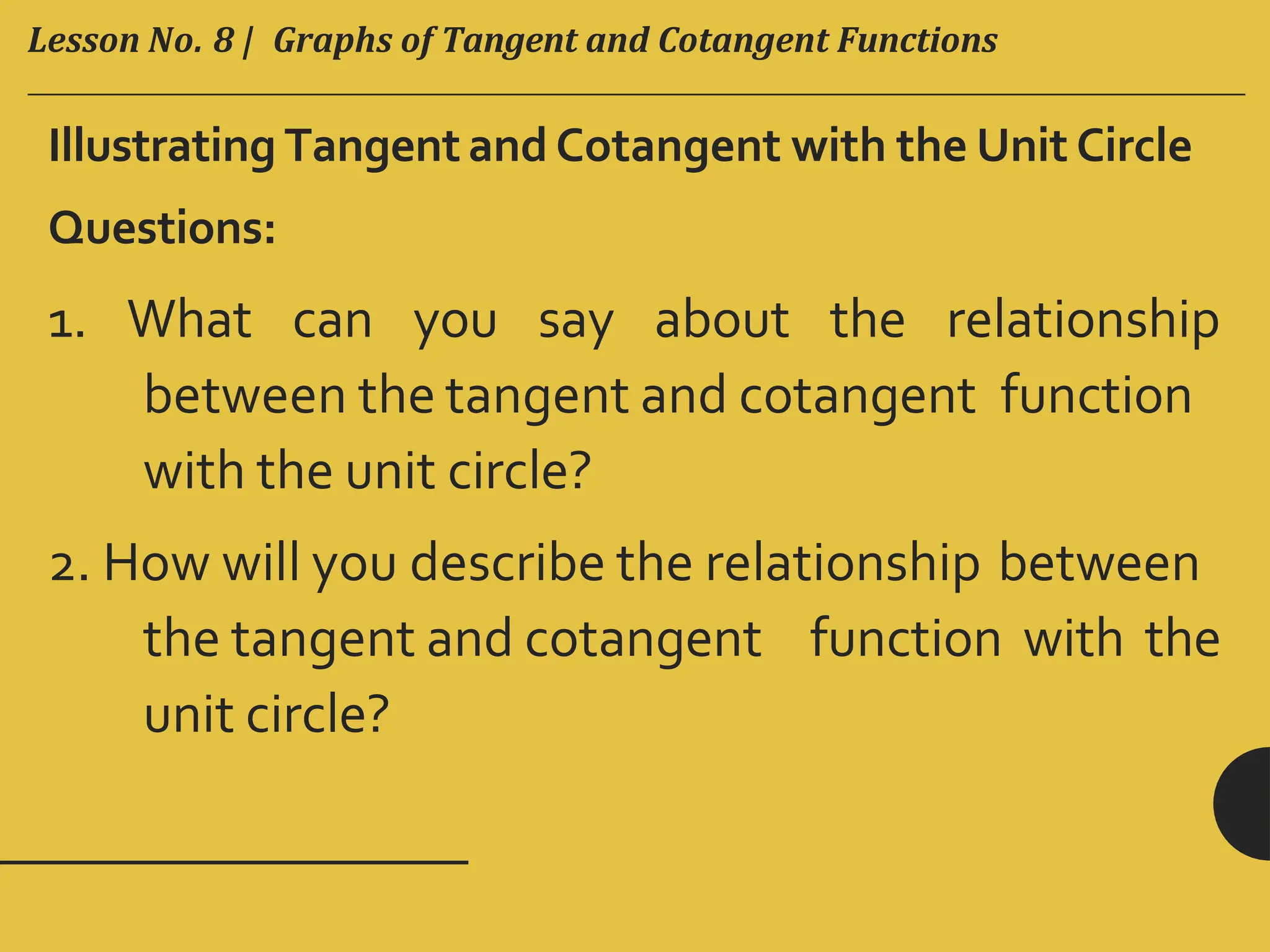 graphs of tangent and cotangent function | PPTX