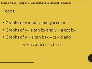 graphs of tangent and cotangent function | PPTX
