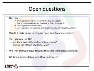 GRAPH-TA 2013 - RDF and Graph benchmarking - Jose Lluis Larriba Pey | PPT
