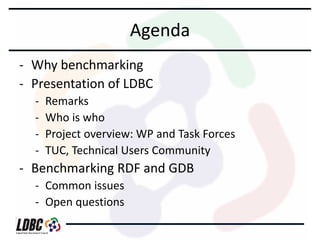 GRAPH-TA 2013 - RDF and Graph benchmarking - Jose Lluis Larriba Pey | PPT