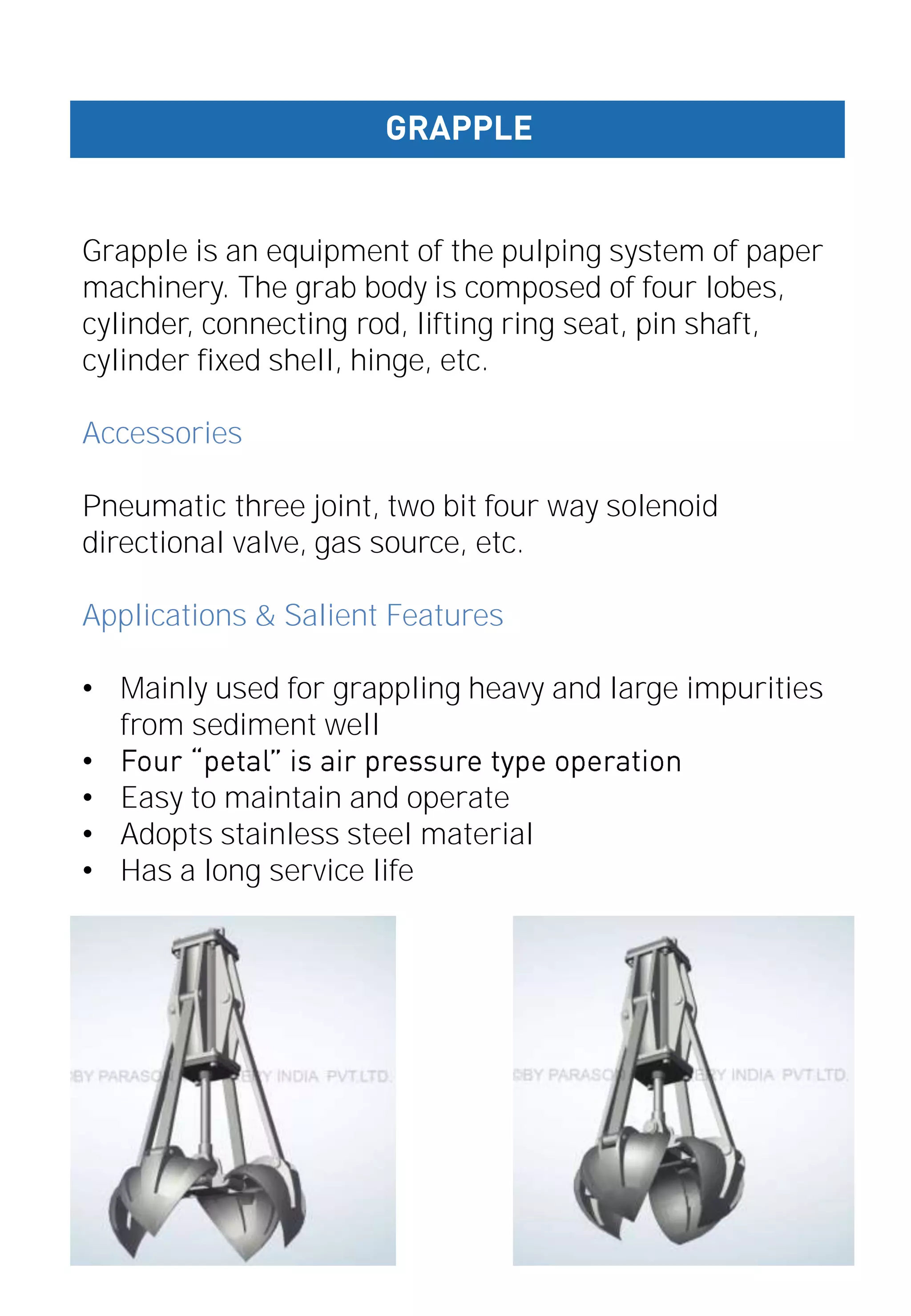 Buy Grapple For Pulp Machine - Best Quality | PDF