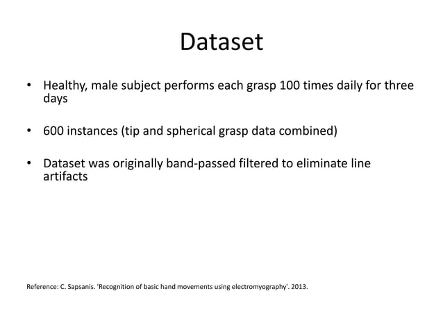 Classification of Grasp Patterns using sEMG | PPT