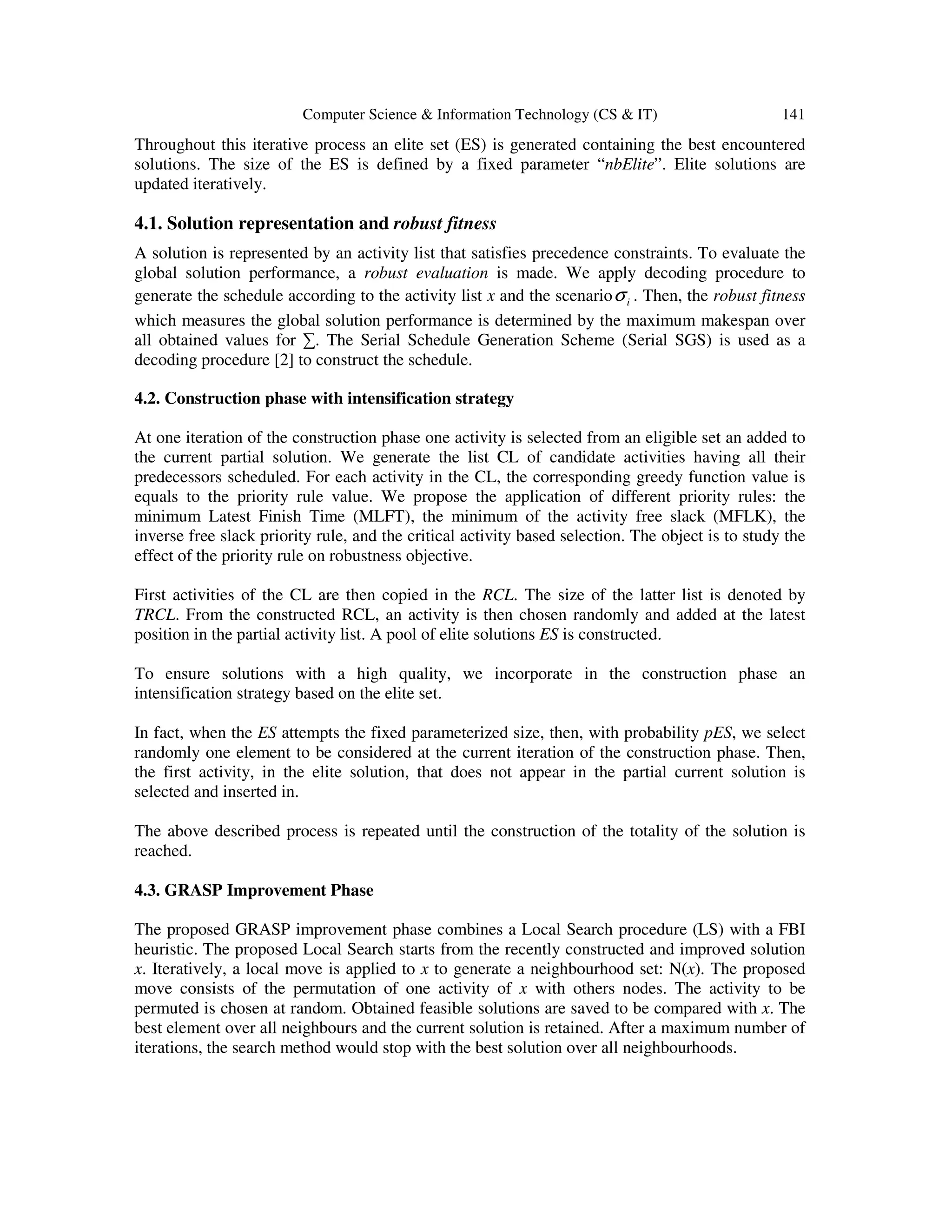 Grasp Approach To Rcpsp With Min Max Robustness Objective Pdf