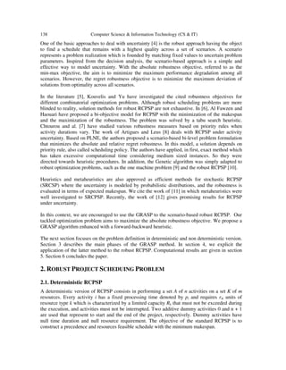 Grasp approach to rcpsp with min max robustness objective | PDF