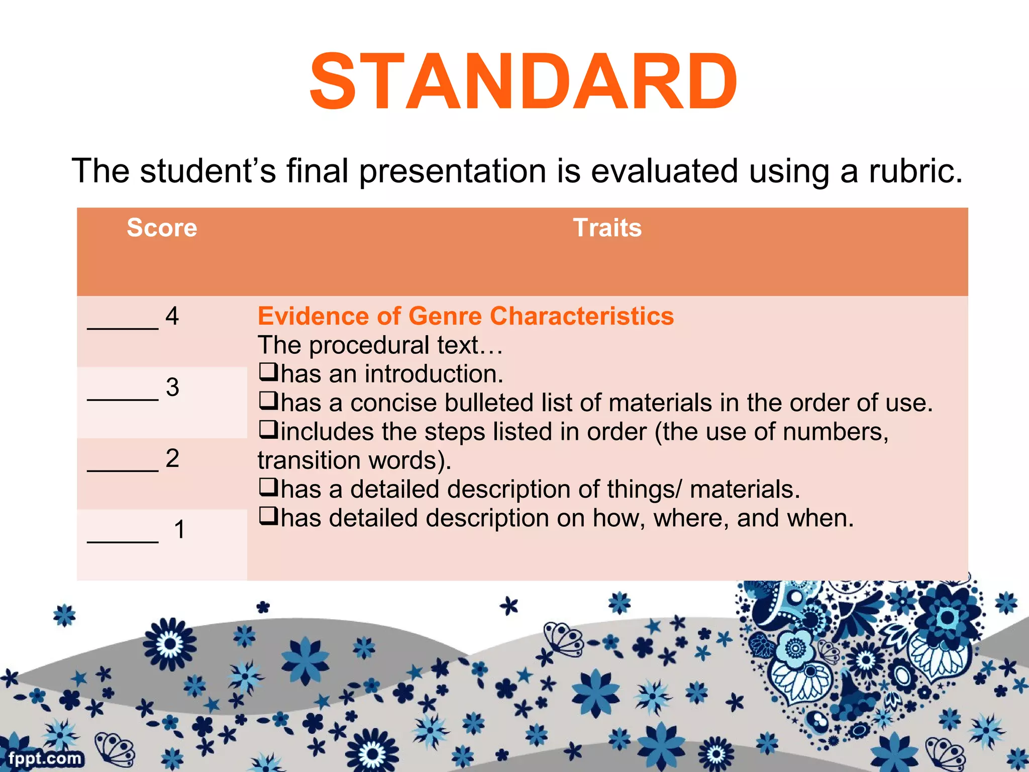 GRASPS about Procedural Text | PPT