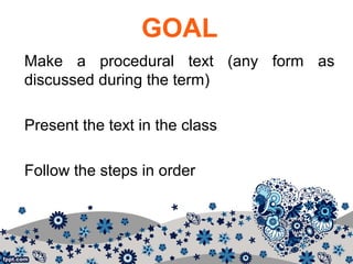 GRASPS about Procedural Text | PPT