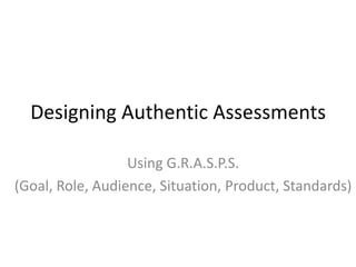 Grasps for assessment design | PPTX