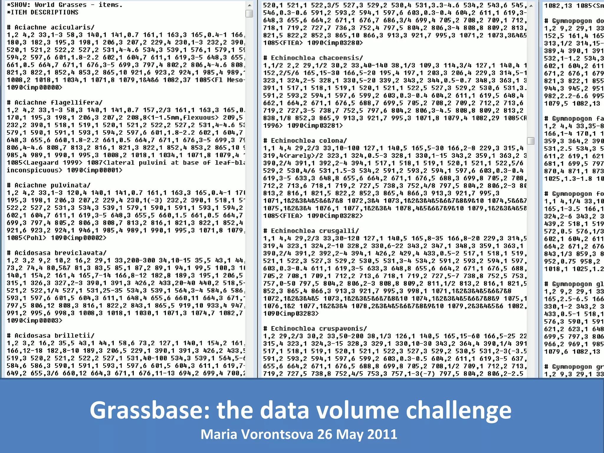 Grassbase: the data volume challenge | PPT