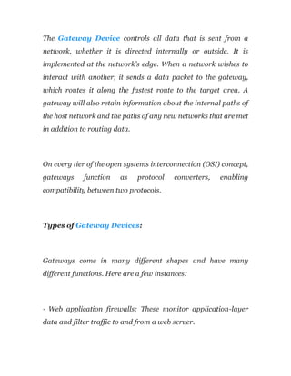 Complete Guide about Gateway Device | PDF