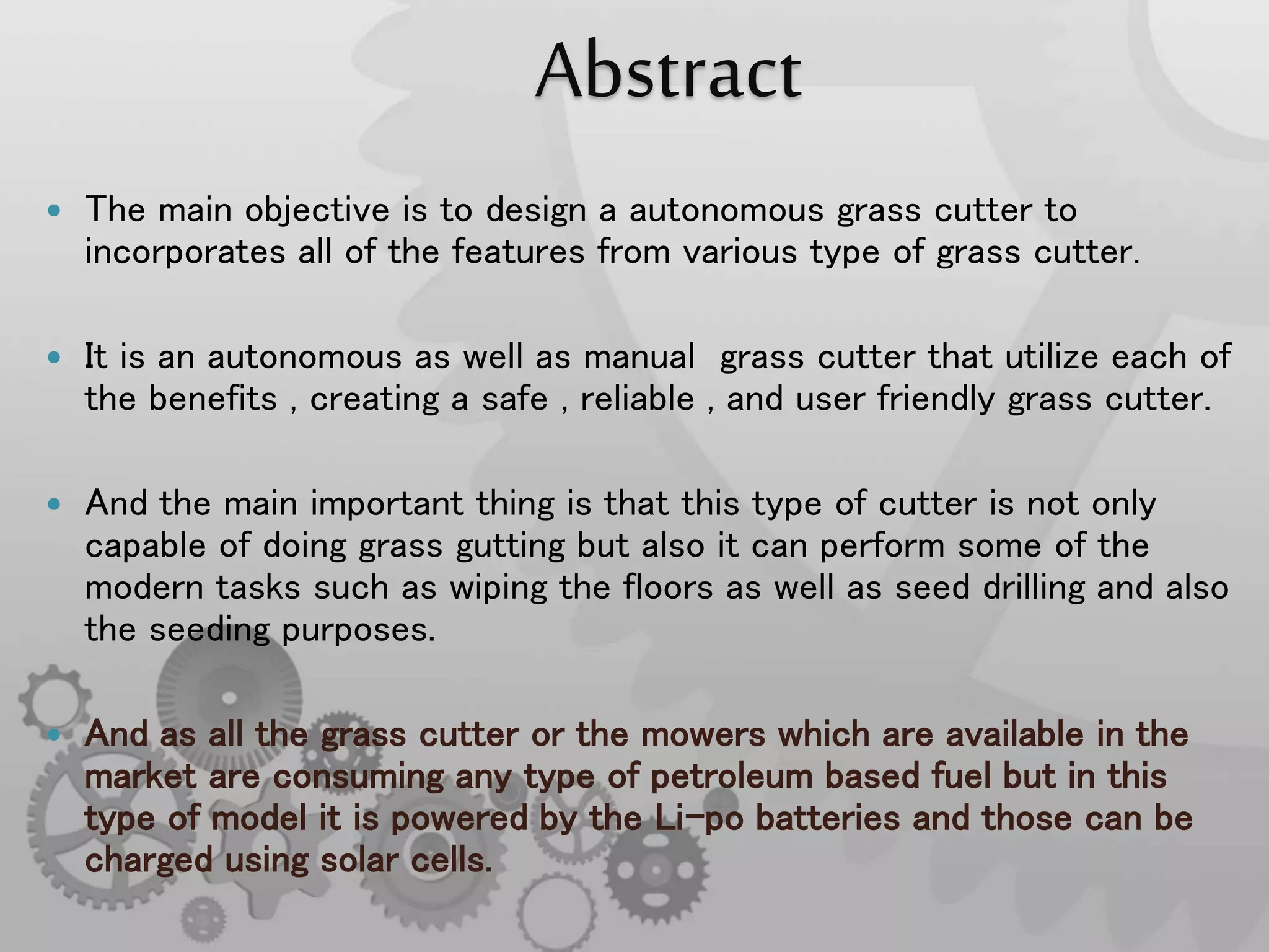 Smart Mechanical Grass cutter | PPT