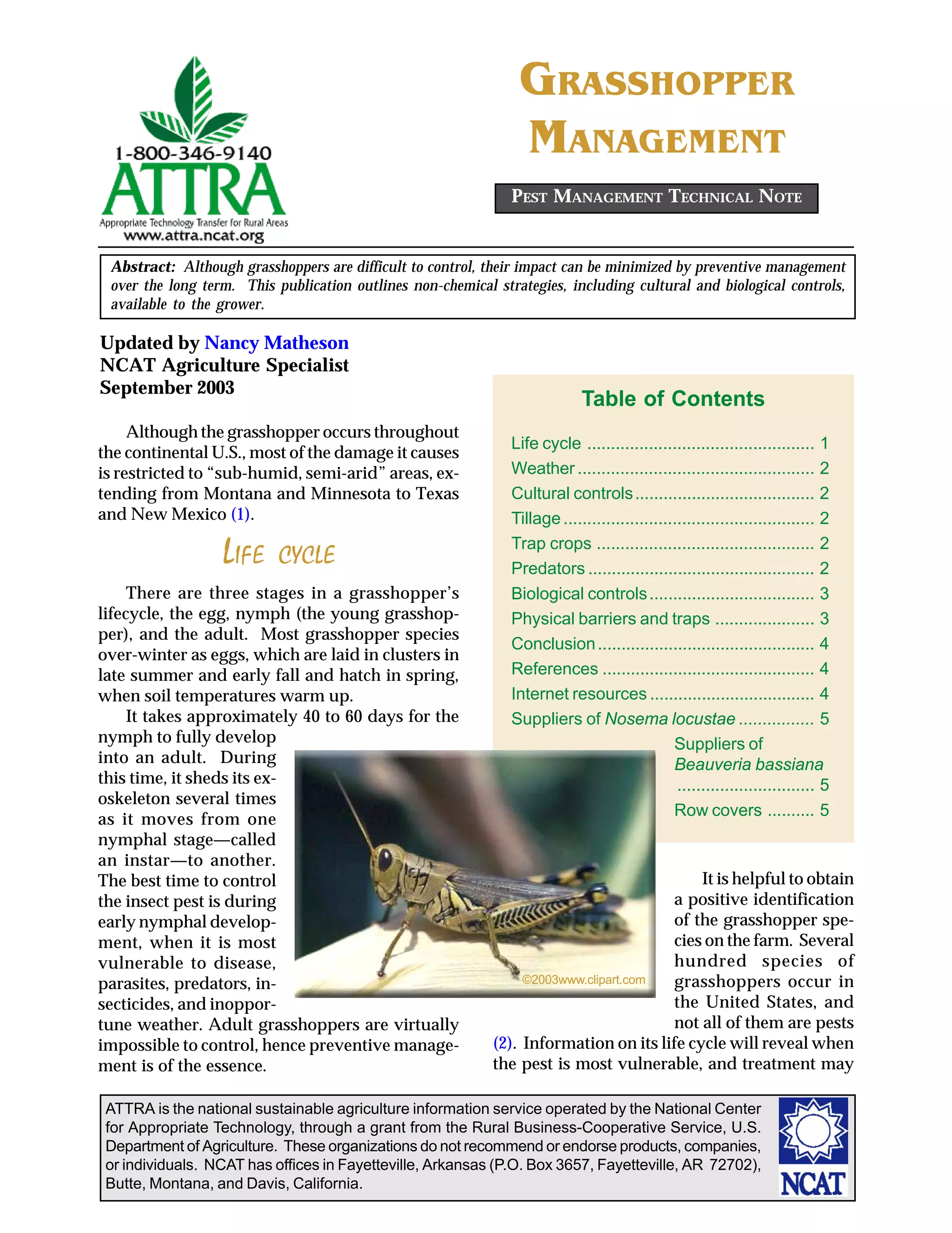 Grasshopper Management | PDF
