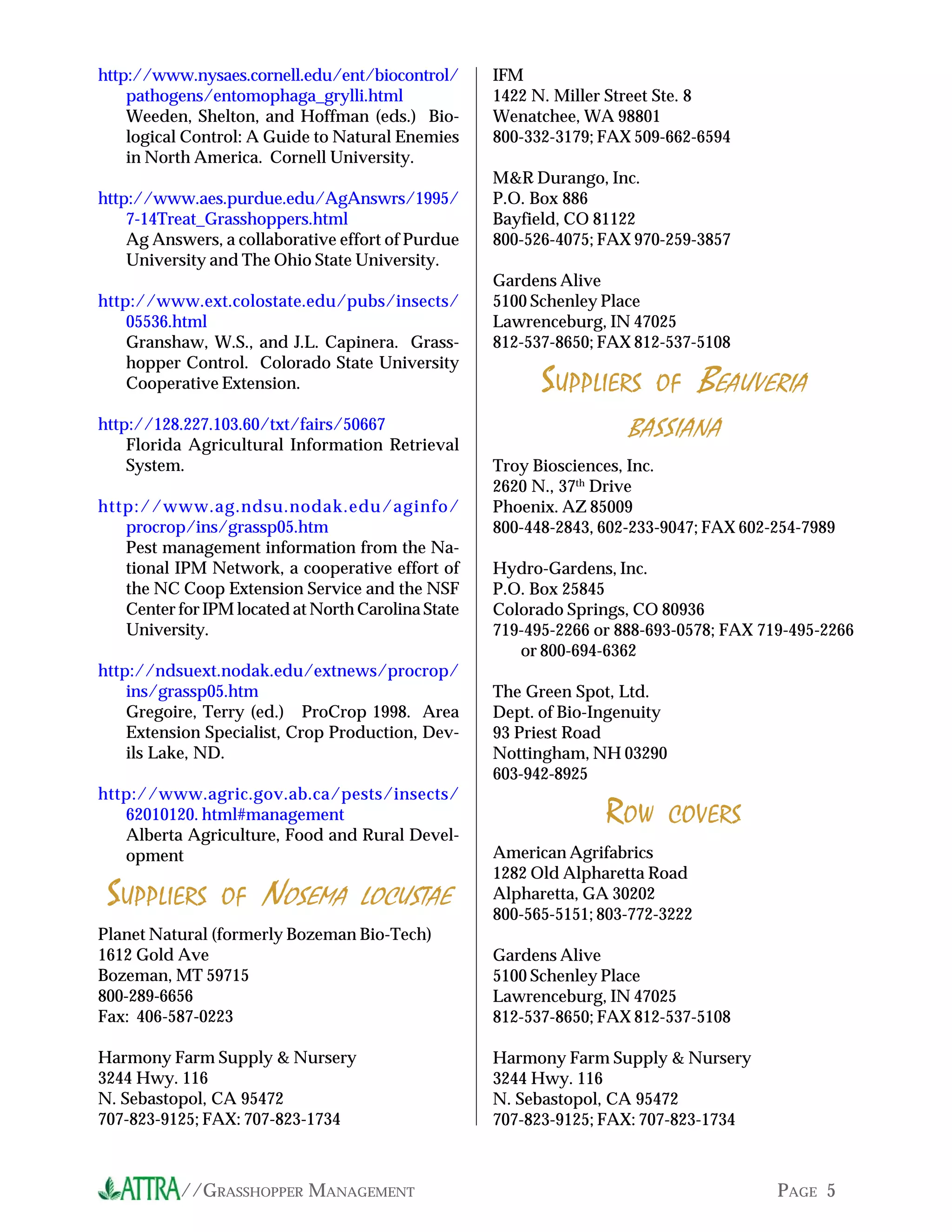 Grasshopper Management | PDF