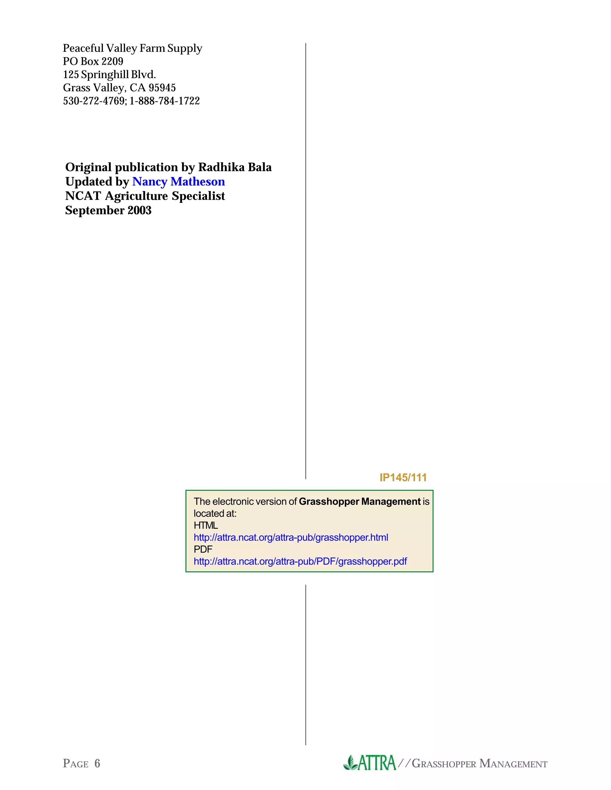 Grasshopper Management | PDF