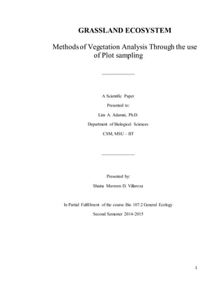 Scientific Paper for Ecology: Grassland and Coastal Marine ecosystem | DOCX