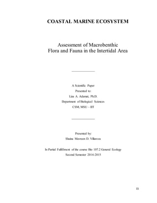 Scientific Paper for Ecology: Grassland and Coastal Marine ecosystem | DOCX