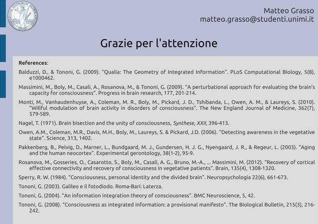 Giulio Tononi's Integrated Information Theory: quantitative and ...