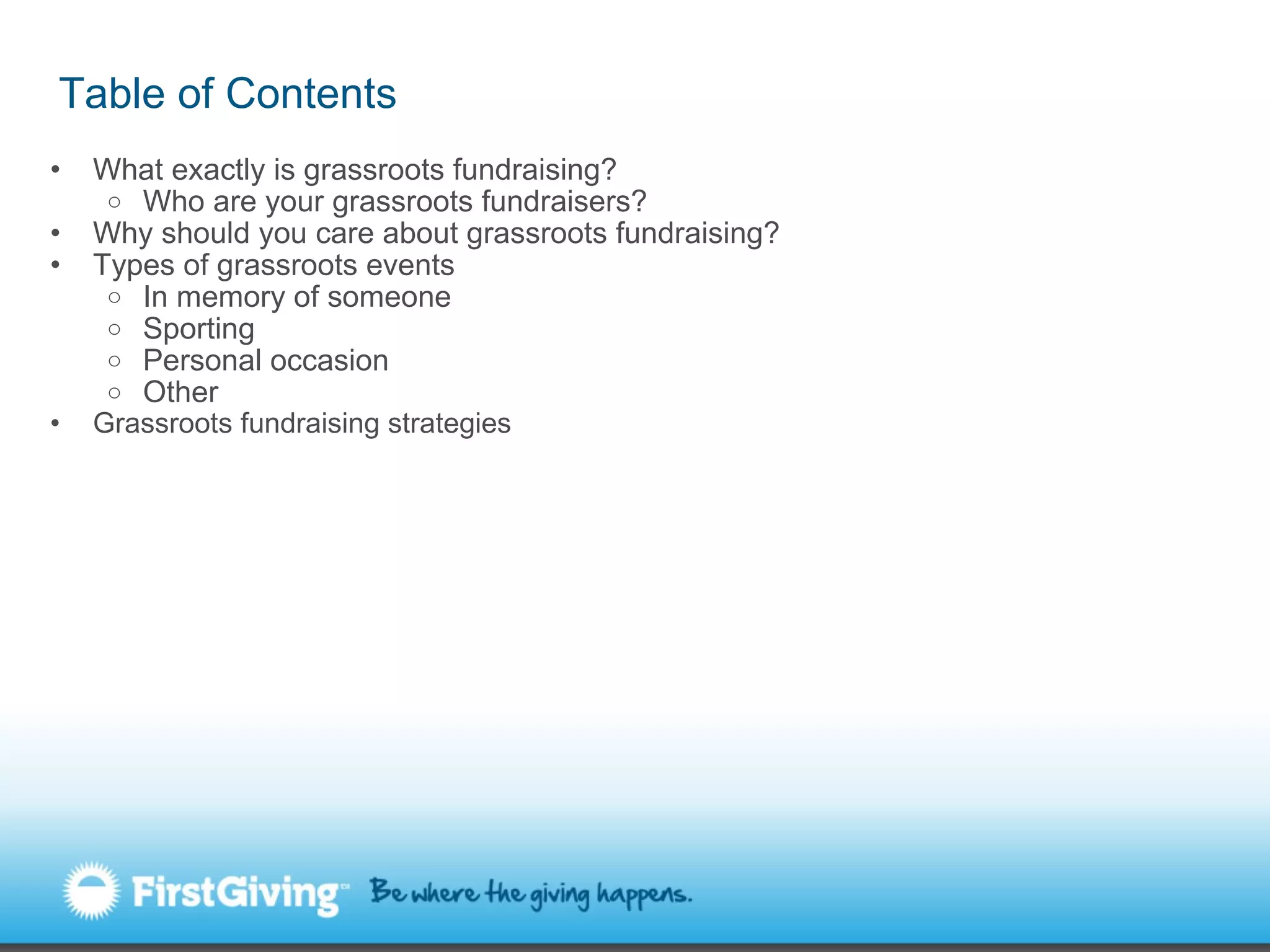 Grassroots Fundraising 101 | PPT