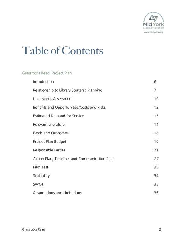Grassroots Read: Planning, Marketing and Assessing Plan | PDF