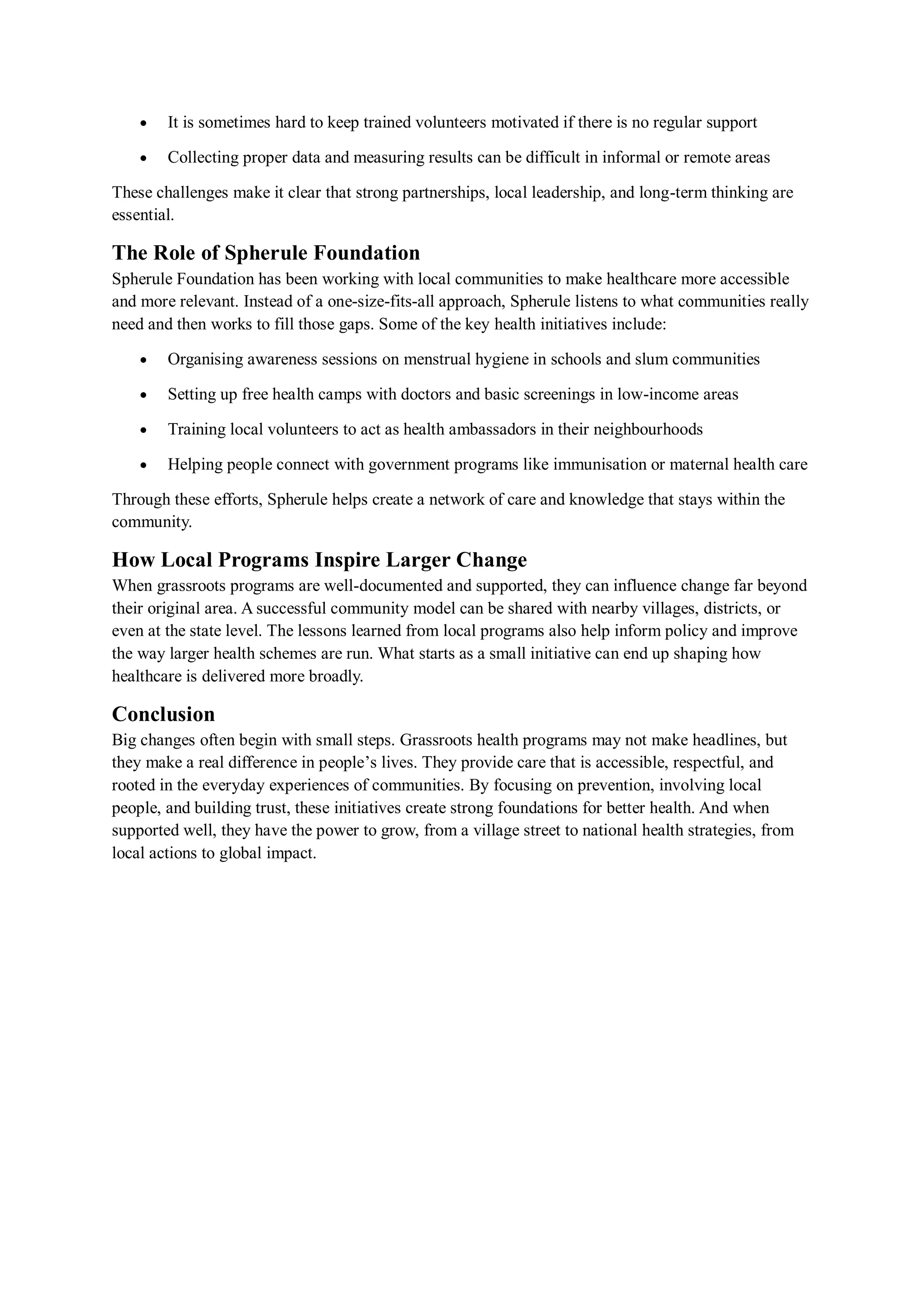Grassroots to Global: How Local Health Initiatives Save Lives | PDF
