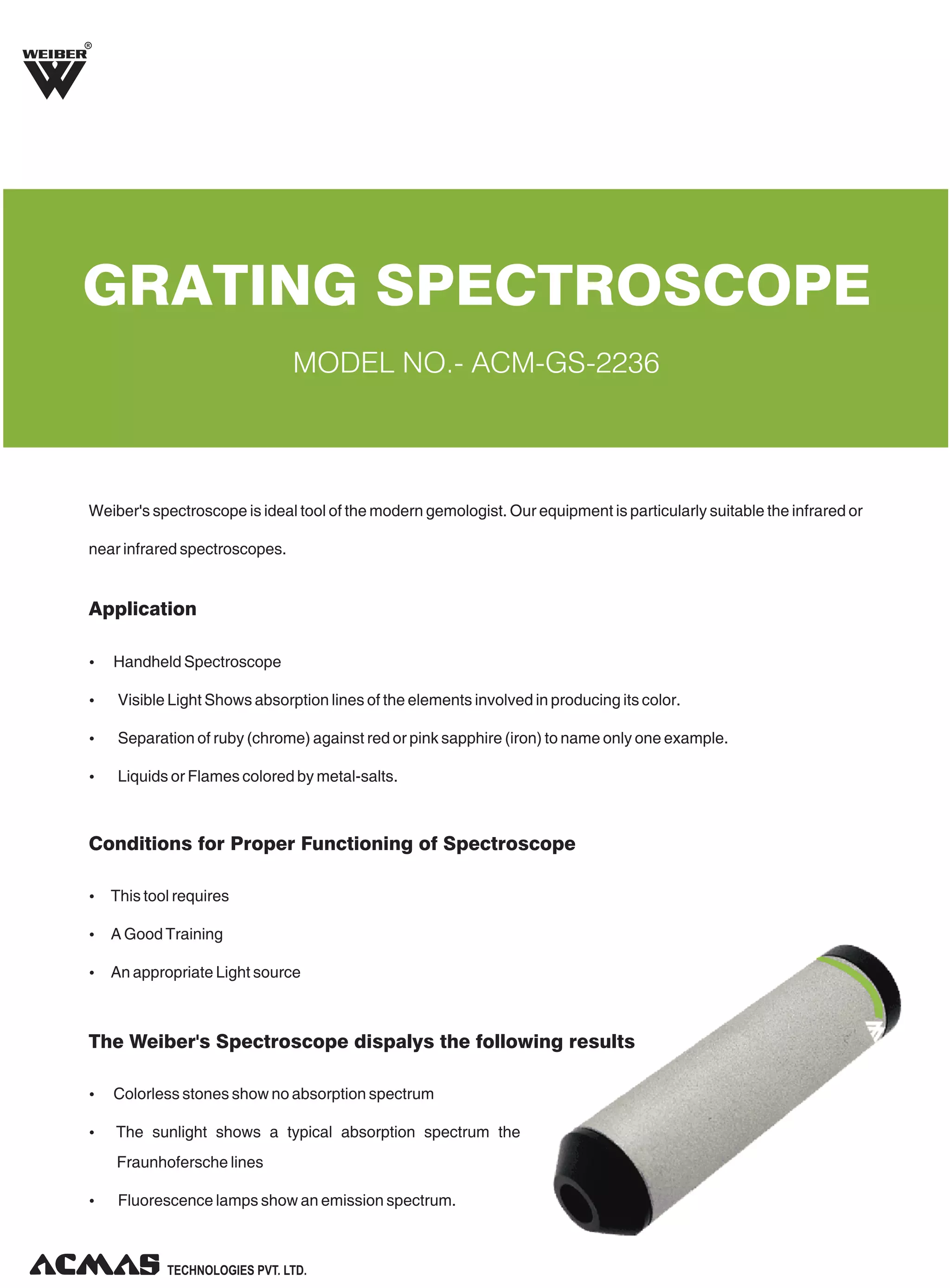 Grating Spectroscope by ACMAS Technologies Pvt Ltd. | PDF